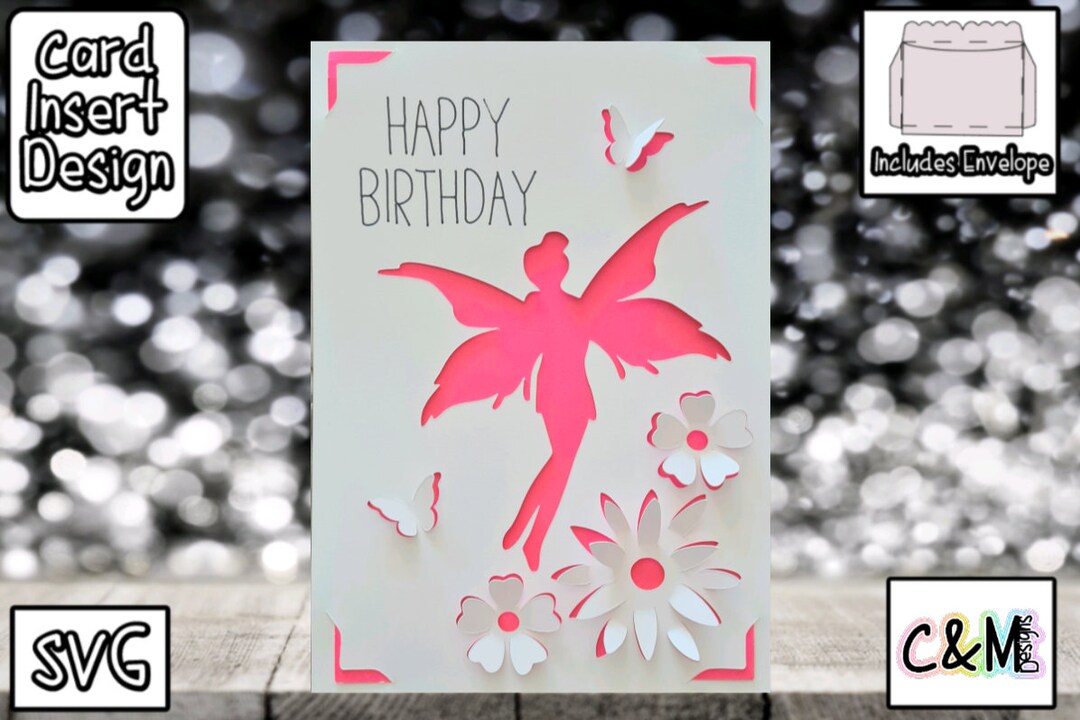 Fairy Birthday Card SVG Happy Birthday Card Insert Card Making 3D Card ...