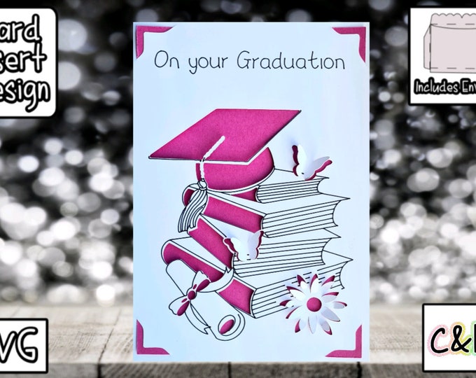 Graduation Card SVG Cricut Graduation Card Insert SVG Includes Envelope ...