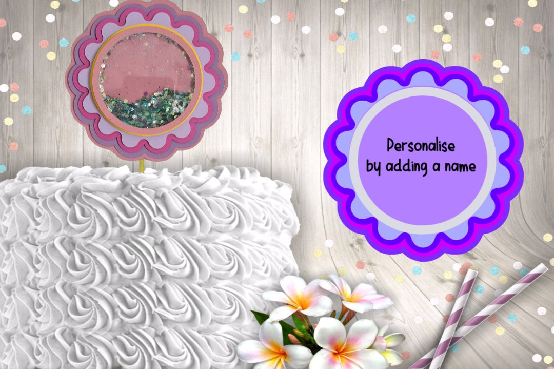 Flower Shaker Cake Topper SVG Cake Topper File Happy - Etsy