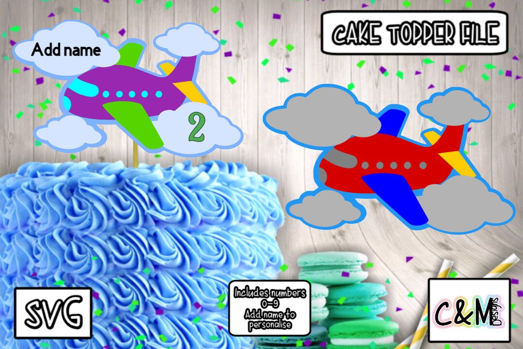 Aeroplane Cake Topper SVG Cake Topper File Happy Birthday Layered Cake ...