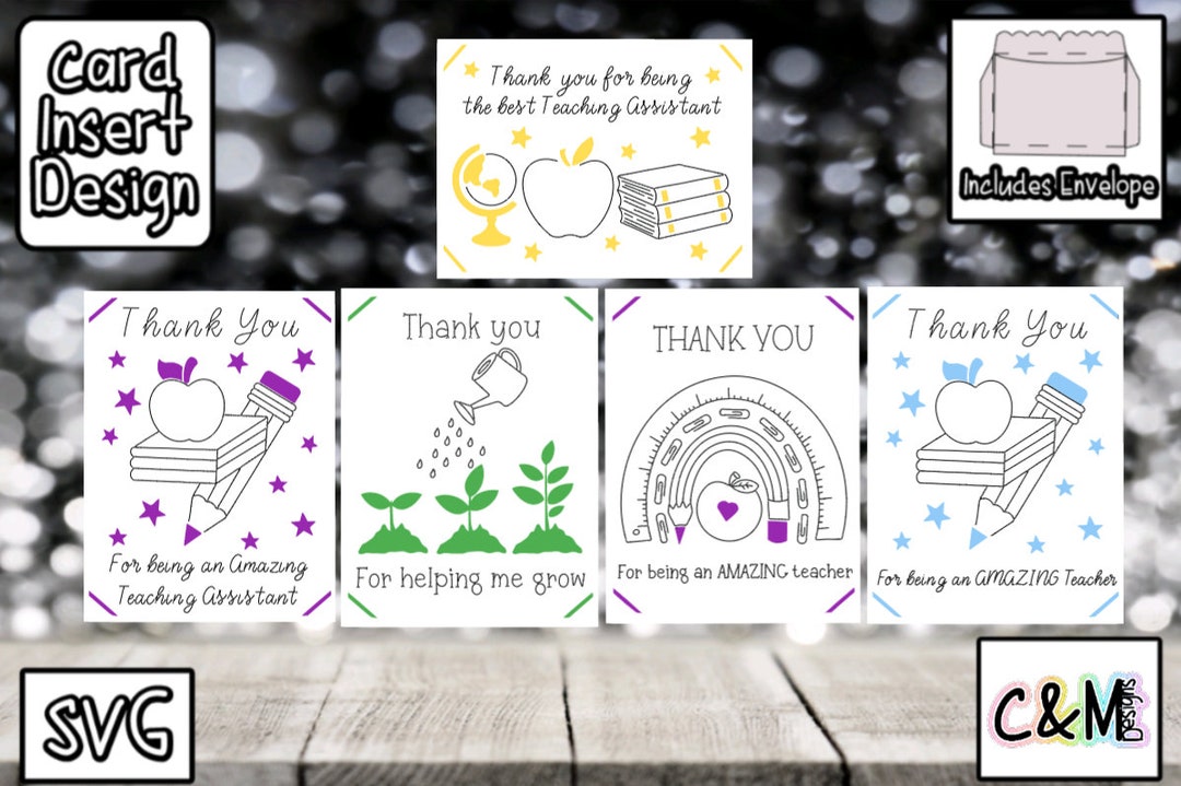 Teacher Card Design SVG Thank You Teacher Card Insert Joy Compatible ...