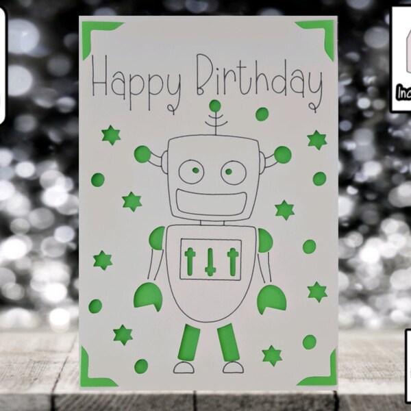Robot Birthday Card - Etsy