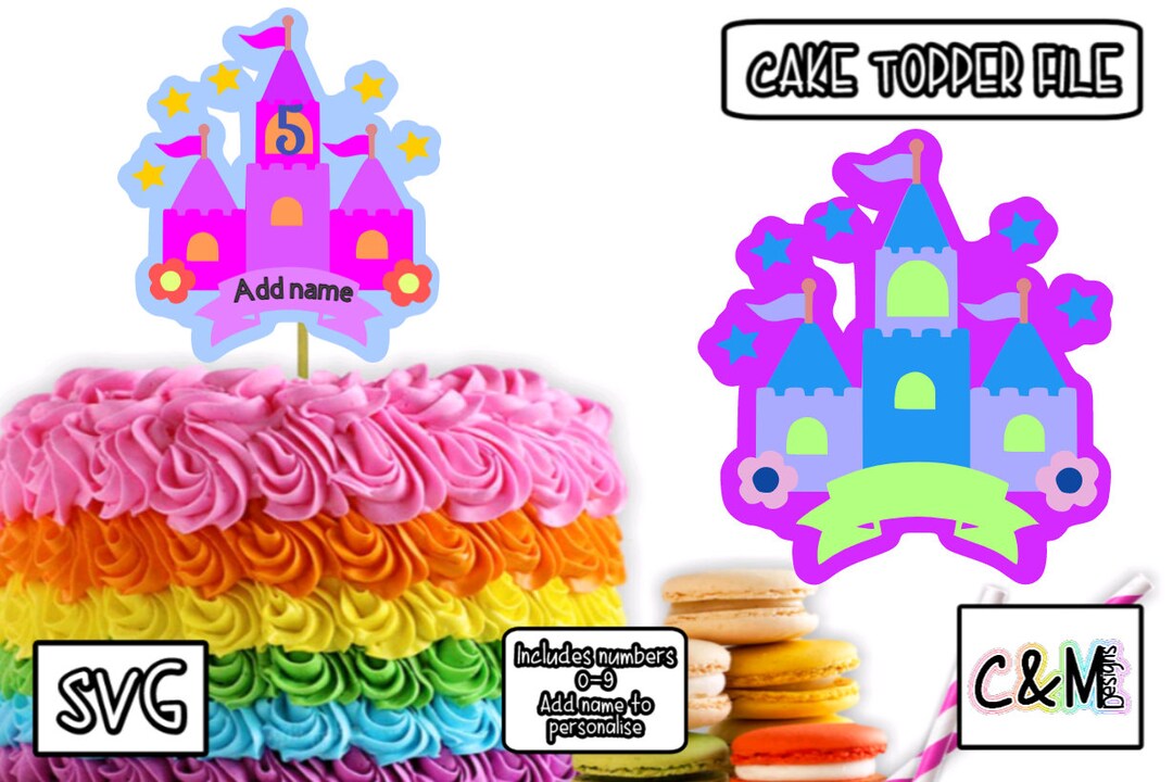 Princess Cake Topper SVG Cake Topper File Happy Birthday - Etsy