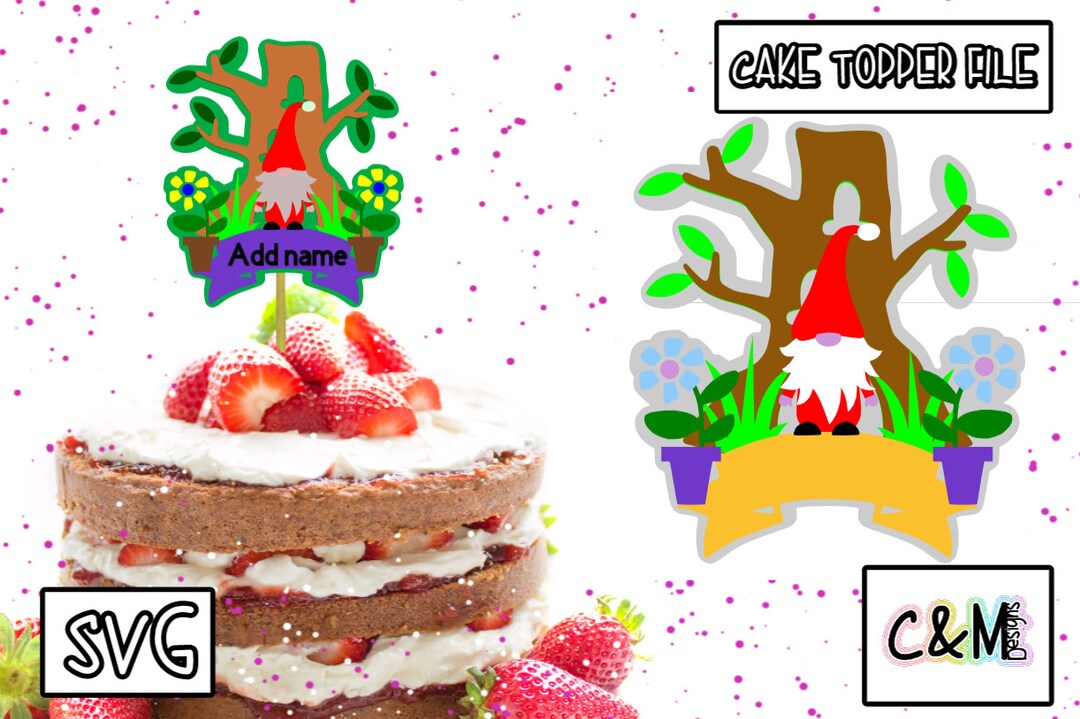 Gonk Gnome Cake Topper SVG Cake Topper File Happy Birthday Layered Cake ...