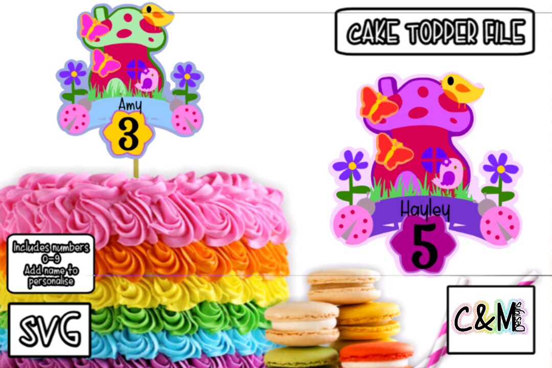 Garden Cake Topper SVG Cake Topper File Happy Birthday Layered Cake ...