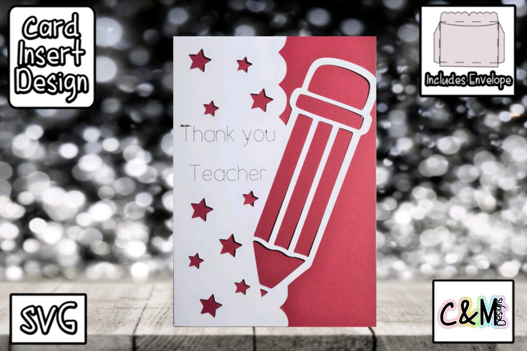 Teacher Card Design SVG Thank You Teacher Card Insert Teacher Card ...