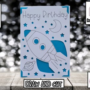 Birthday Card SVG Happy Birthday Rocket Space Birthday Card SVG Card ...
