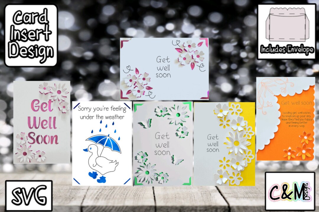 Get Well Soon Bundle SVG Get Well Pop up Card Card Insert SVG Card ...