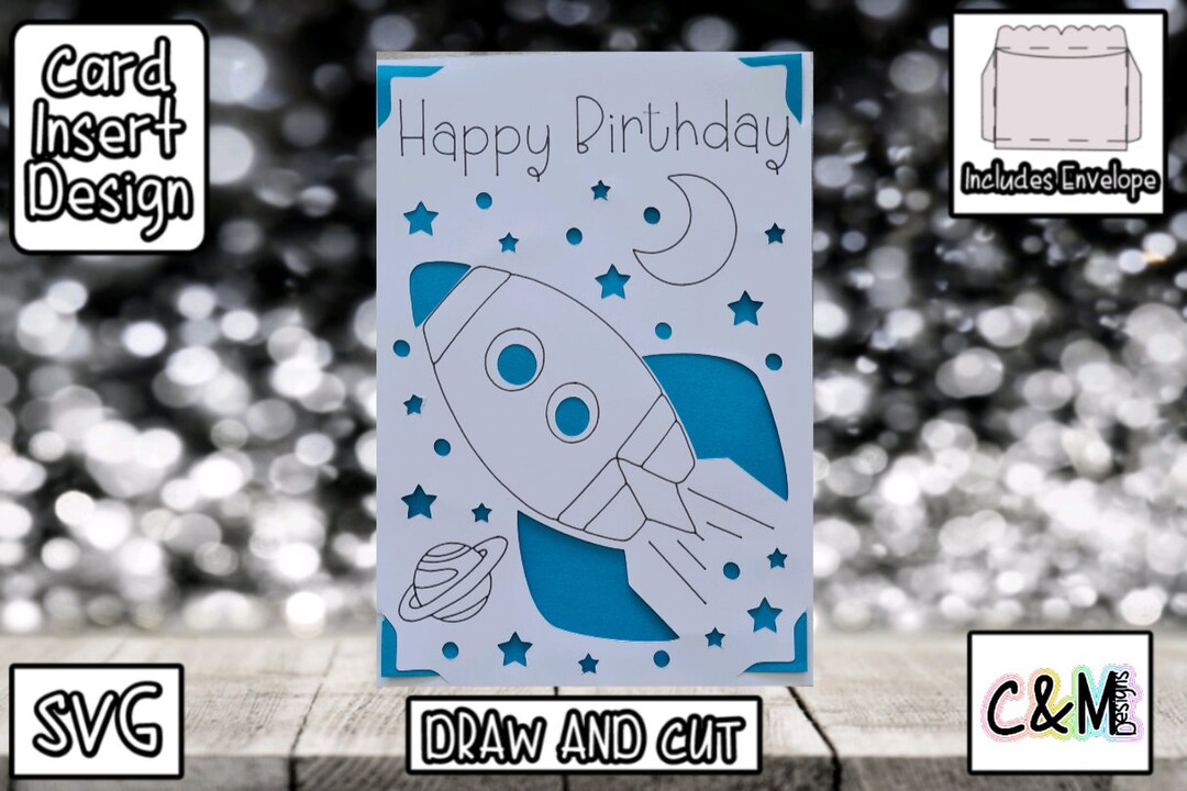 Birthday Card SVG Happy Birthday Rocket Space Birthday Card SVG Card ...