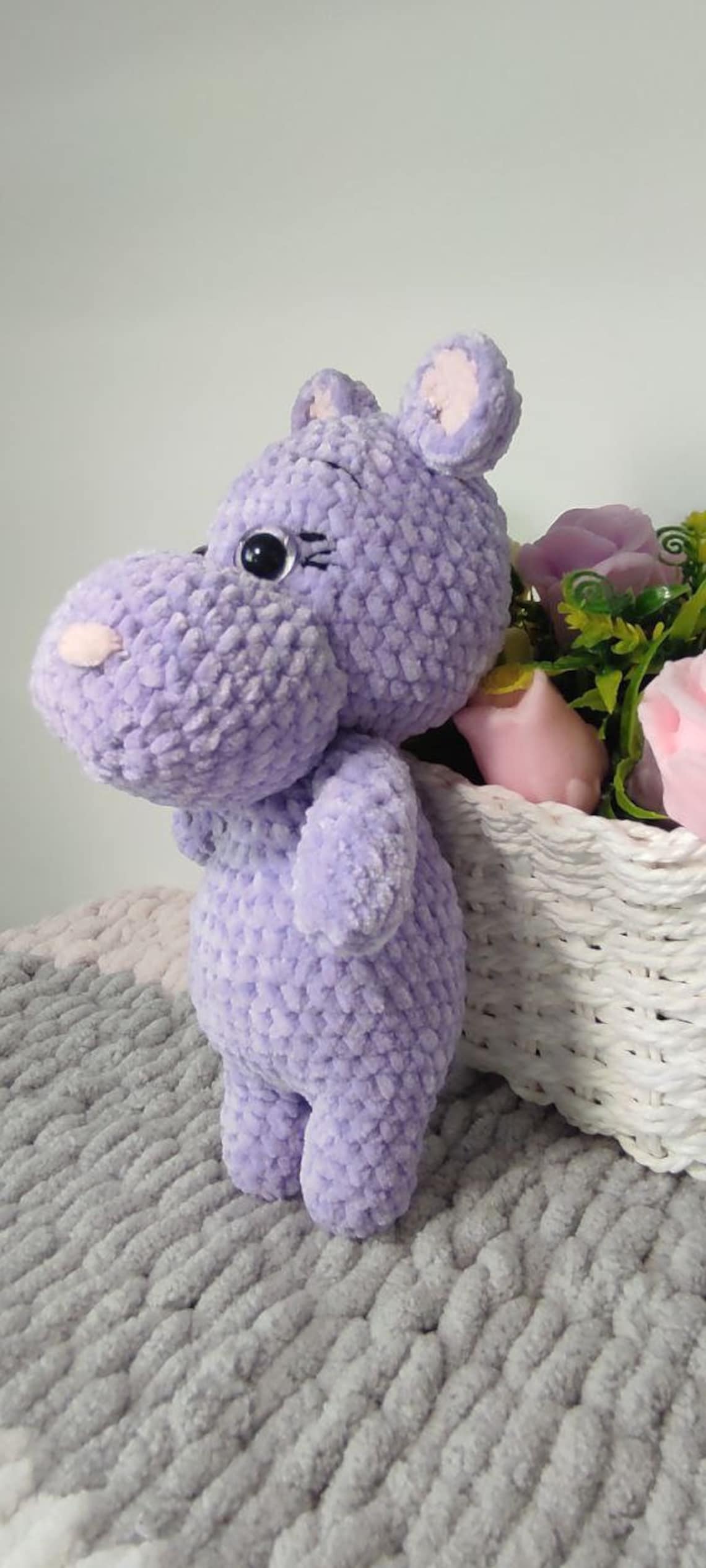 Схема вязания бегемота крючком голова и ноги связаны крючком - Etsy