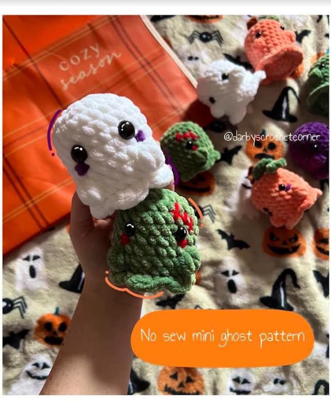 No Sew Mini Ghost- Crochet Pattern - Etsy