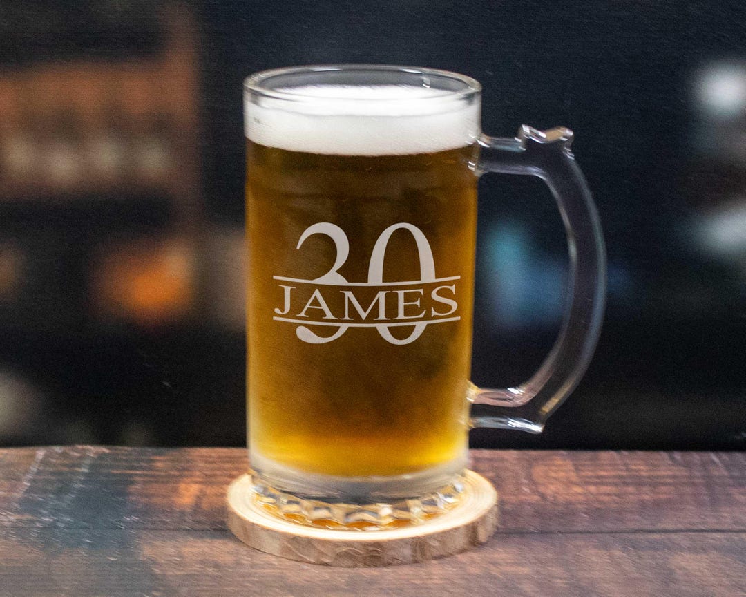 Personalized Age Engraved Beer Mug or Beer Can Glass | Birthday Present ...