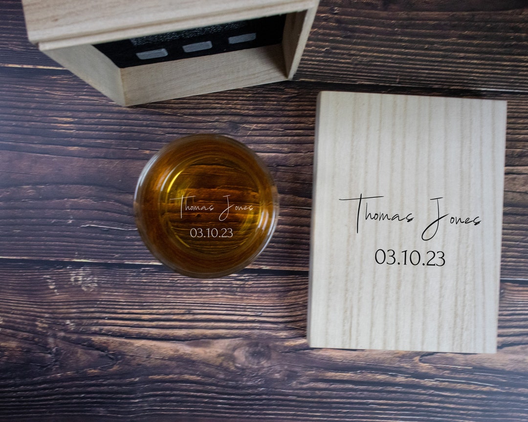 Personalized Bourbon Glass in a Wood Gift Box | Signature Engraved ...