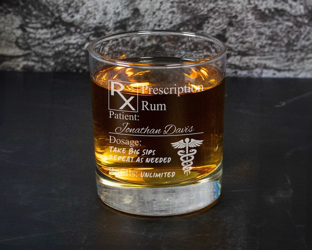 Prescription Rum Glass, Pharmacy Gift, Engraved for the Rum Drinker ...