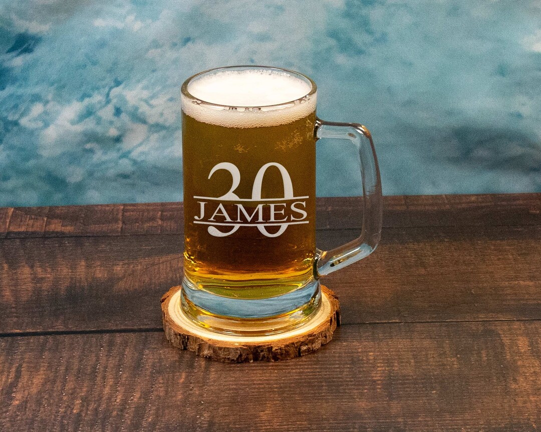 Personalized Age Engraved Beer Mug or Beer Can Glass Birthday Present ...