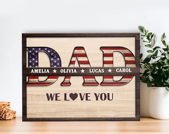 Dad Sign With Kids Names, Personalized Dad Sign, Sign With Kids Names ...