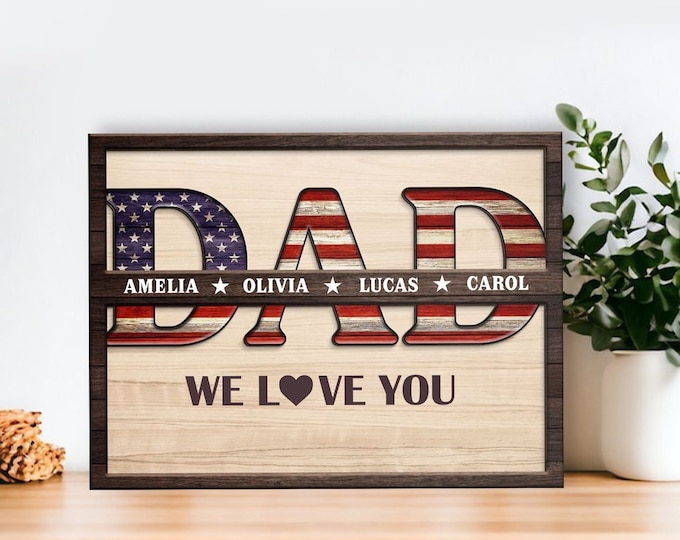 Dad Sign, Father's Day Gift, Rustic Wood Dad Sign, Family Wall Sign ...