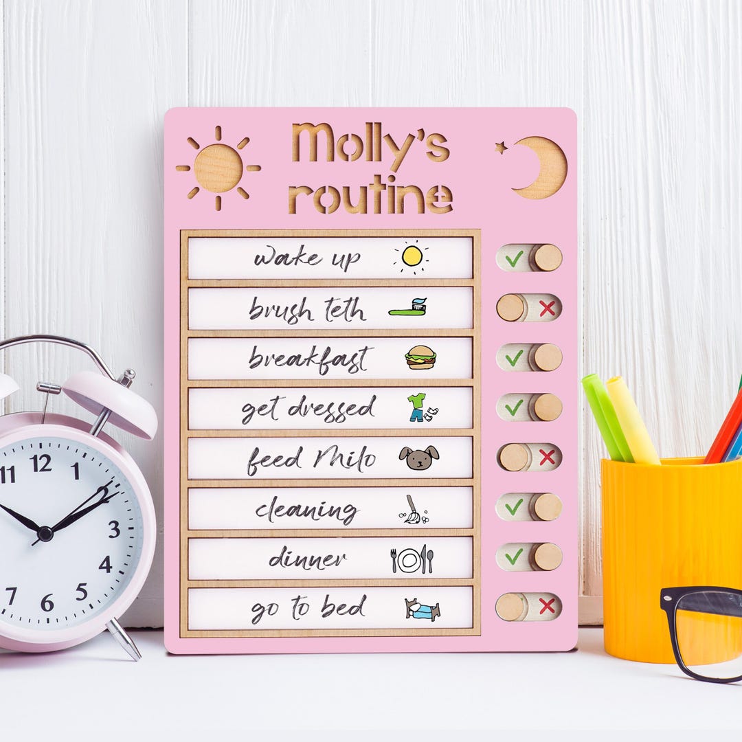 Customized Wooden Toddler Routine Chart, Visual Schedule for Kids ...