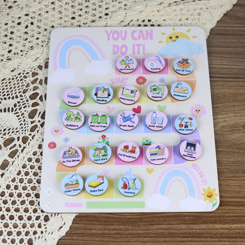 Customized Wooden Toddler Routine Chart, Visual Schedule for Kids ...