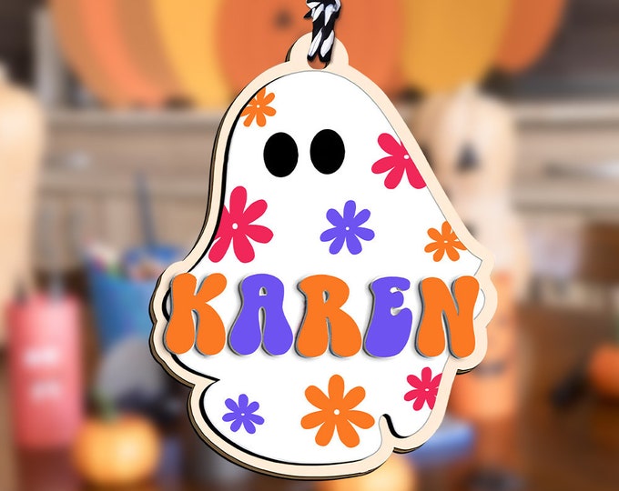 Custom Halloween Name Tag, Personalized Wooden Basket Tag, Halloween ...