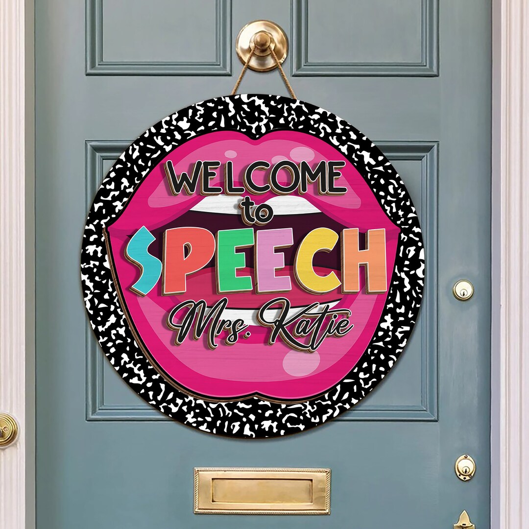 Speech Therapy Door Sign, Speech Therapist Door Sign, Personalized ...