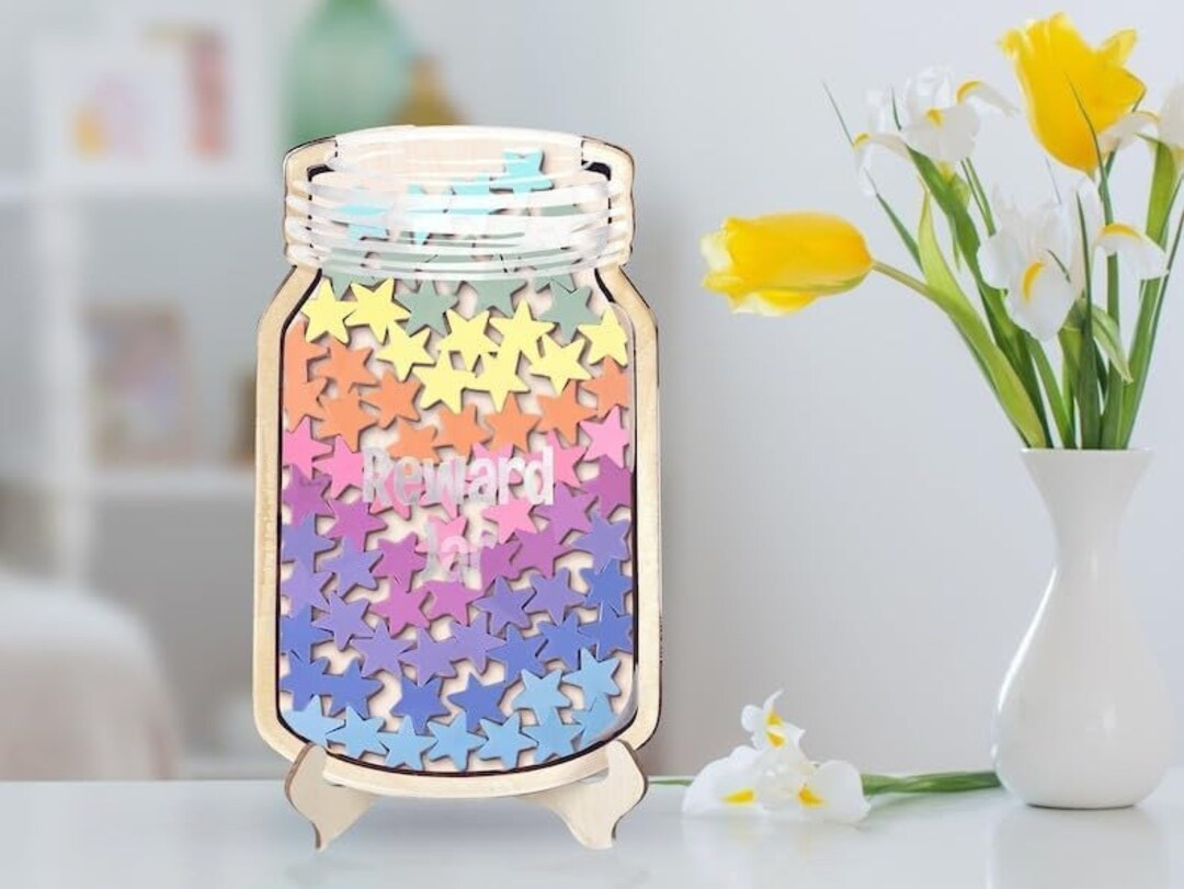 Personalized Reward Jar for Teacher, Flower Reward Jar, Star Charm ...
