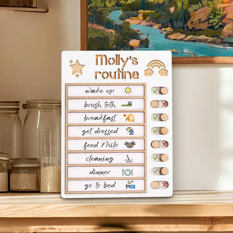 Personalized Kids Routine Chart, Custom Morning Routine Board for ...