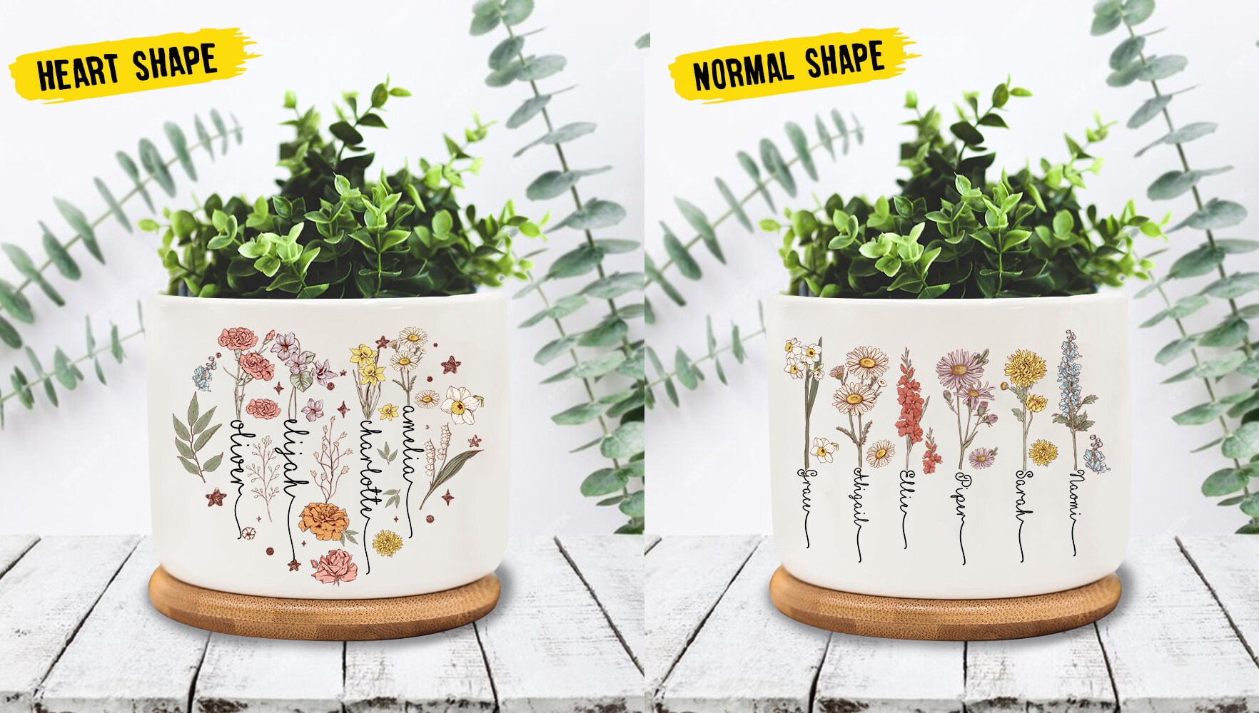 Personalized Birth Month Flower Plant Pot, Gift for Planter Lovers ...