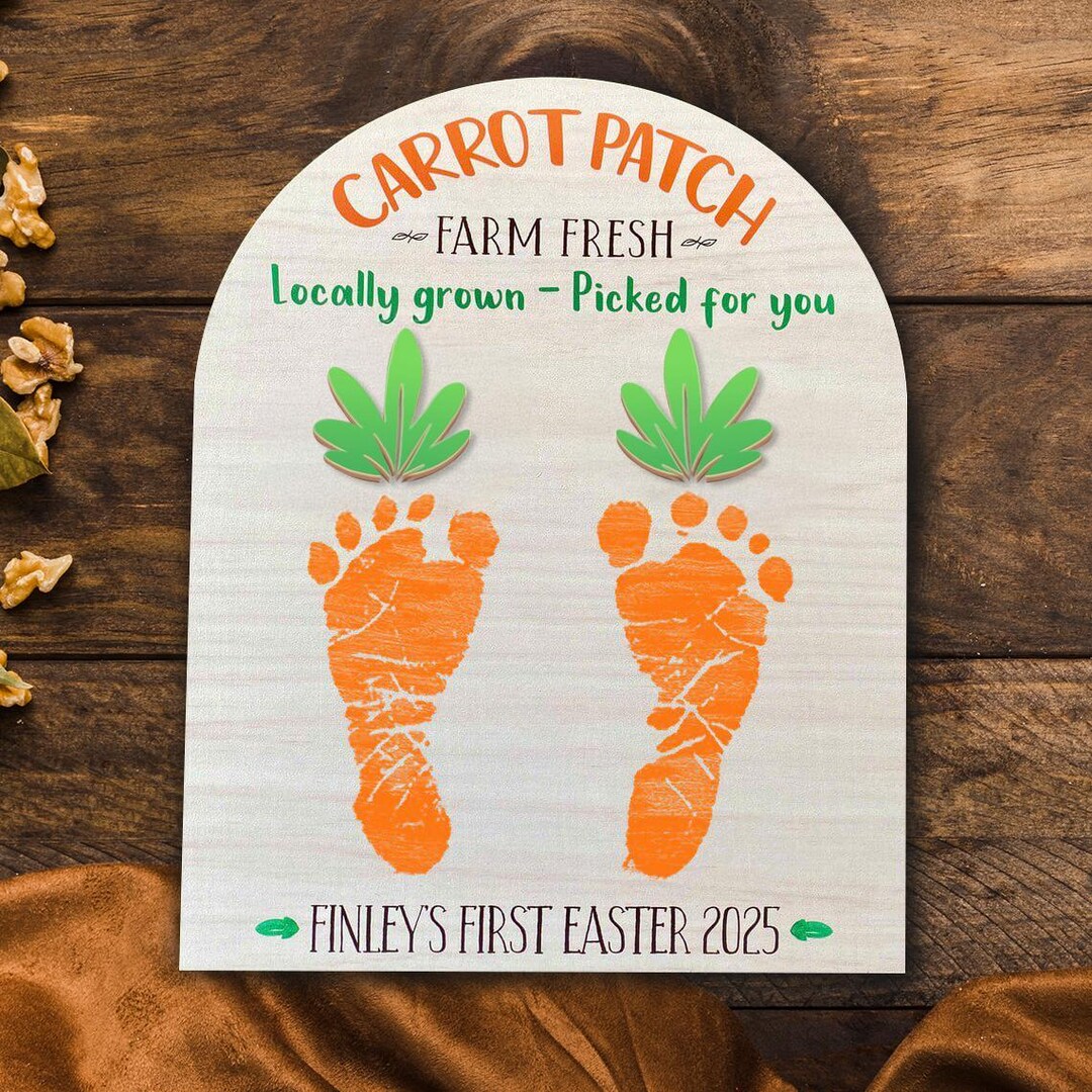 Personalized Baby’s First Easter Carrot Patch Sign – Custom Wooden ...