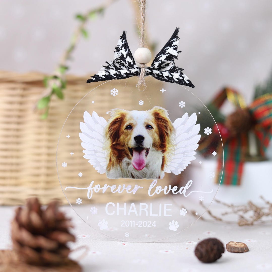Personalized Dog Face Photo Memorial Ornament, Loss of Dog Gift ...