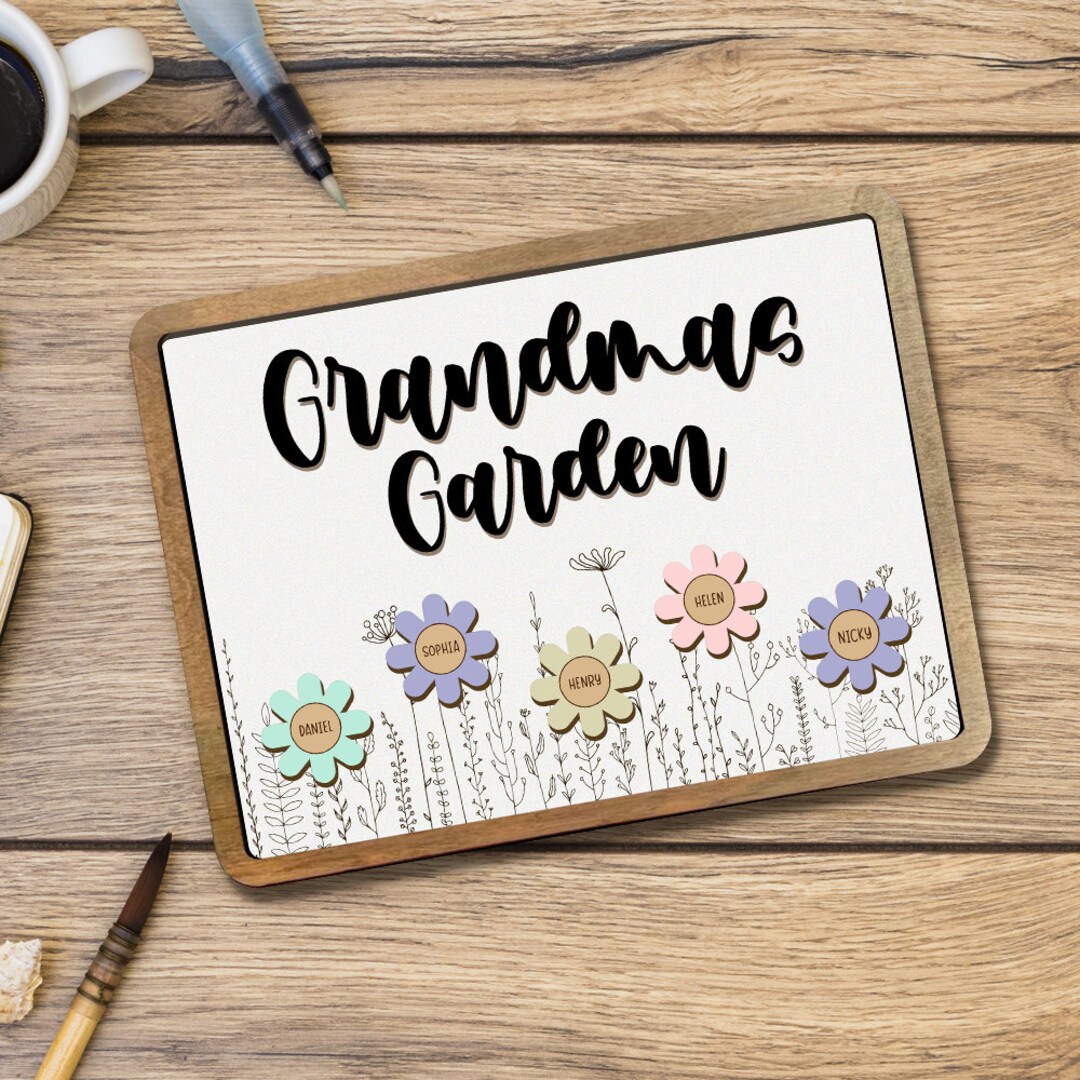 Grandma's Garden Wooden Sign, Custom Grandkids Flowers Sign, Wooden ...