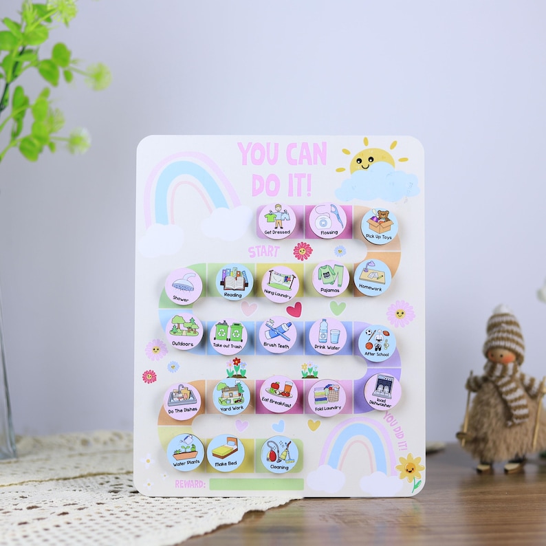 Customized Wooden Toddler Routine Chart, Visual Schedule for Kids ...