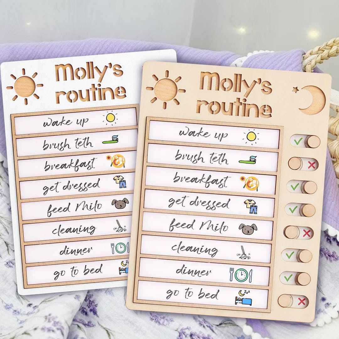 Personalized Kids Routine Chart, Custom Morning Routine Board for ...