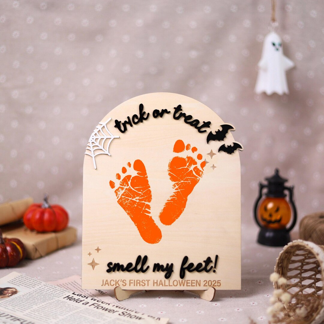 Halloween Baby Footprint Art Sign: My Little Boo Keepsake - Etsy