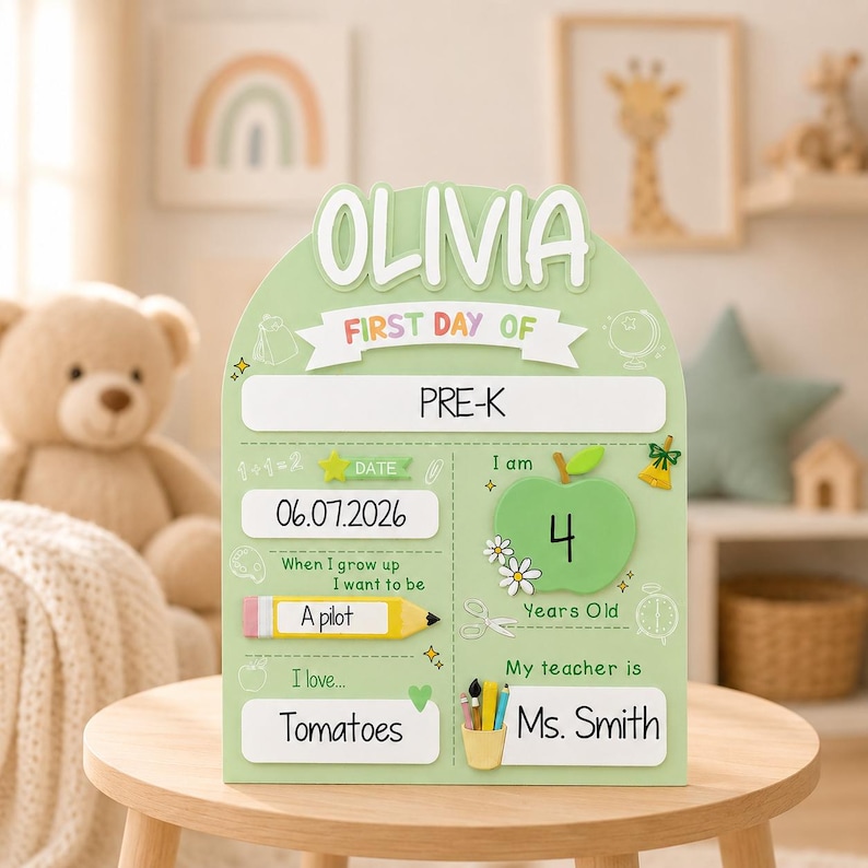 Personalized 1st Day of School Board, Custom Name Back to School Sign ...