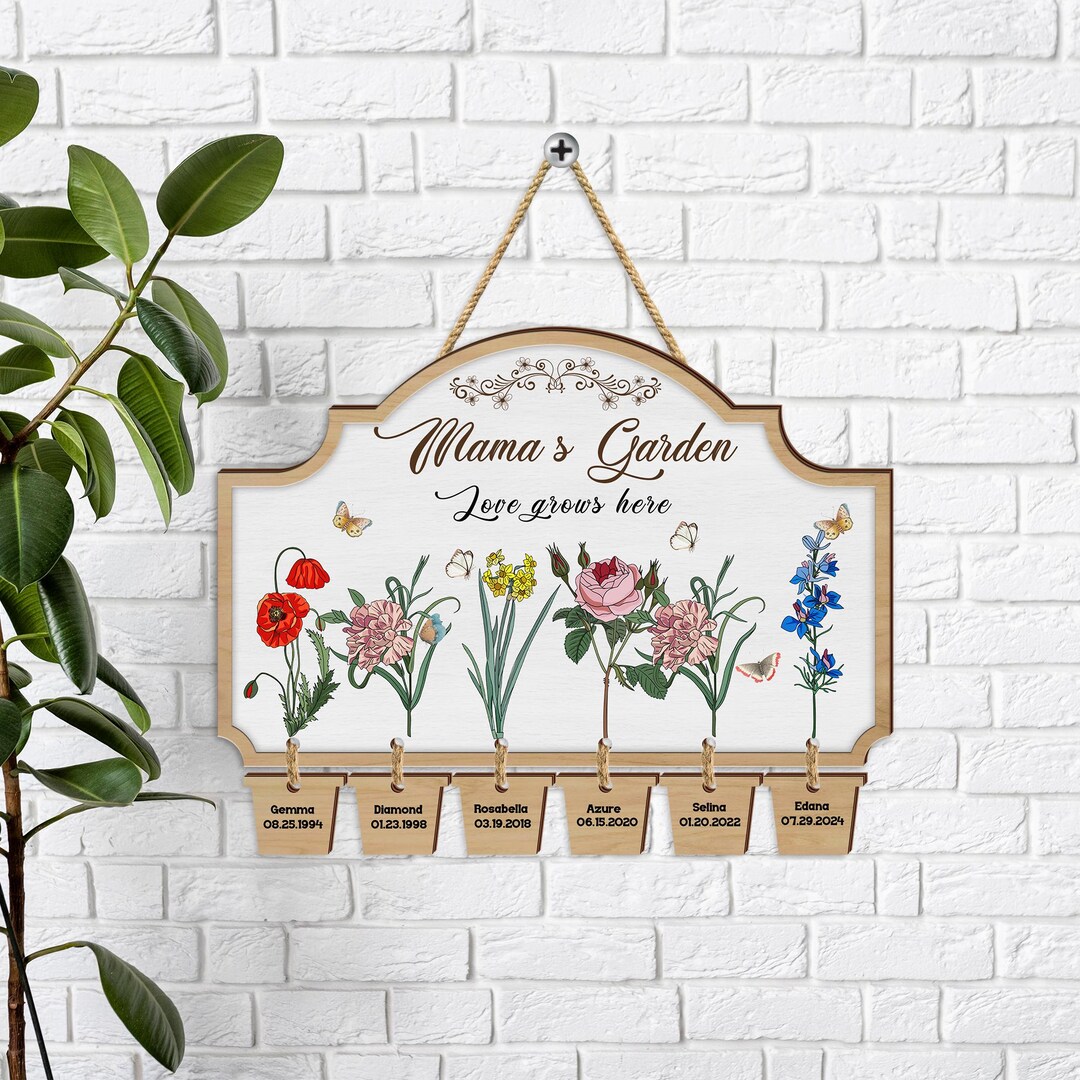 Personalized Mama's Garden Sign, Custom Mother's Day Gift for Grandma ...