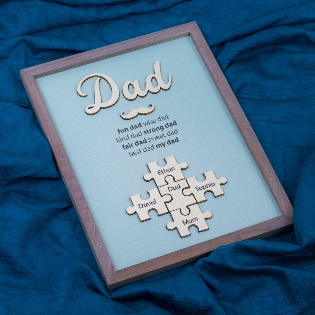 Custom Dad Sign, Puzzle Piece, Wooden Decor, Personalized Custom, Gift ...