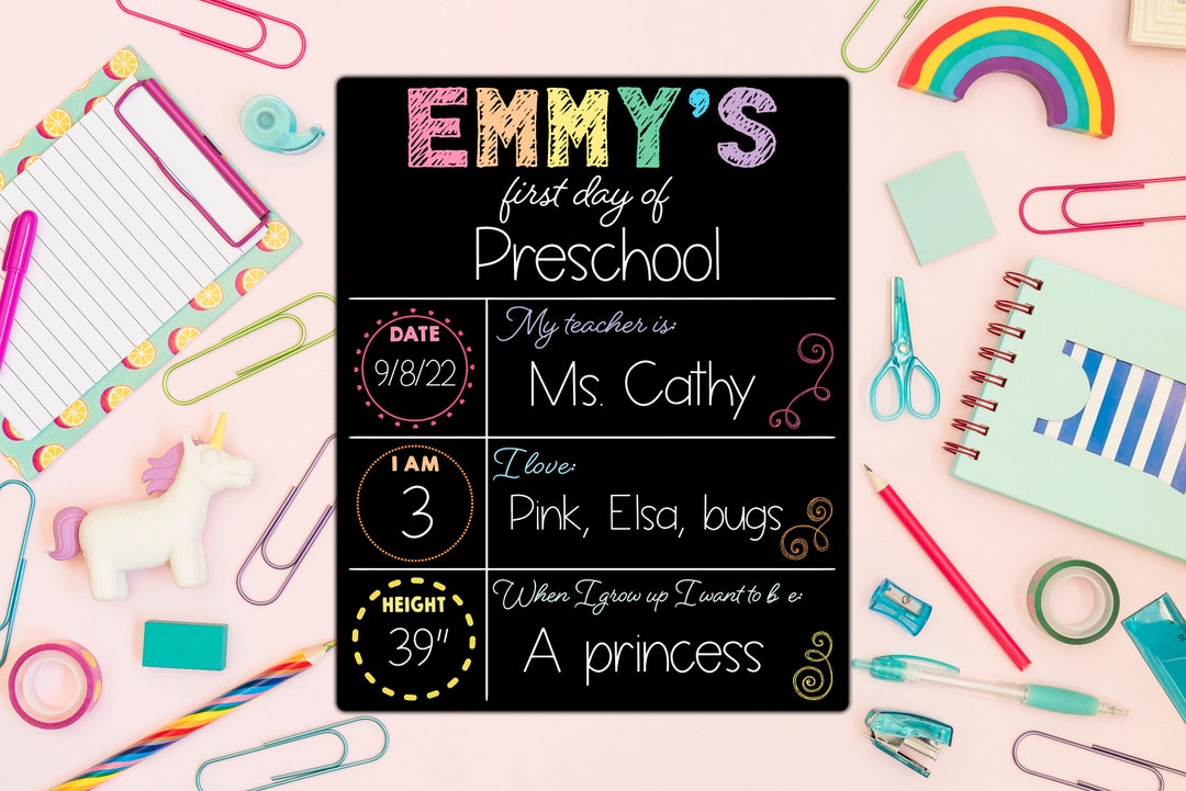 Reusable First Day of School Sign, Customized First Day of School Mini ...