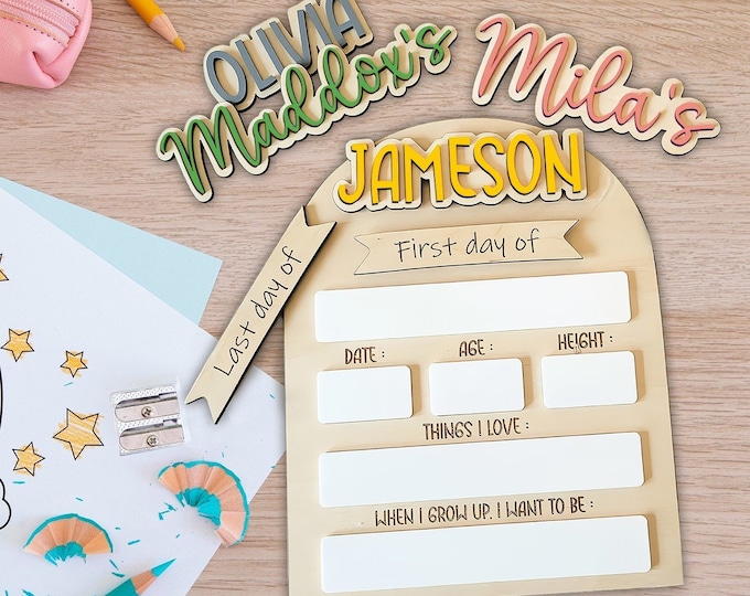 Customized First and Last Day School Sign, First Day of School Wooden ...