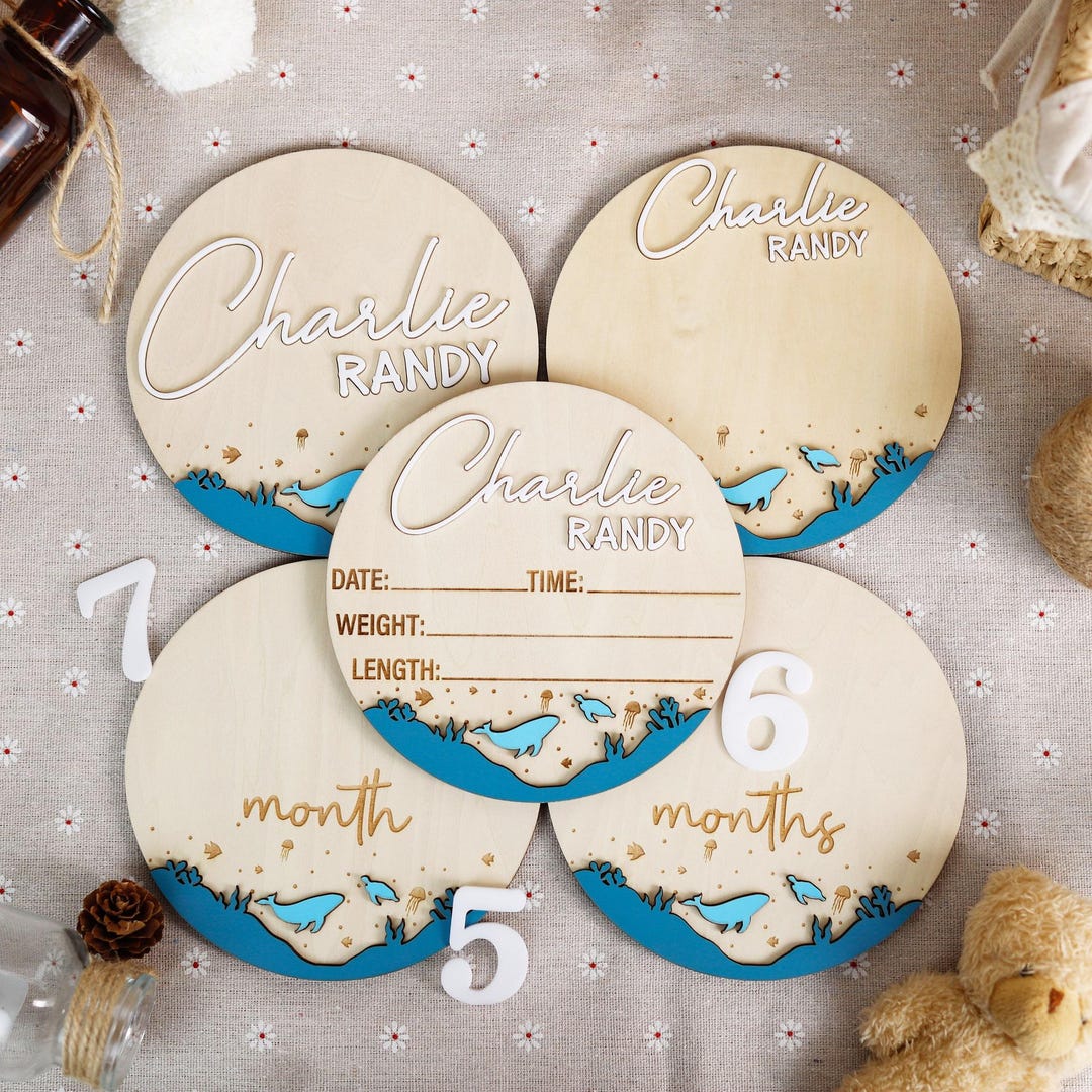 Custom Whale Baby Birth Stats Sign: Ocean Nursery Decor - Etsy
