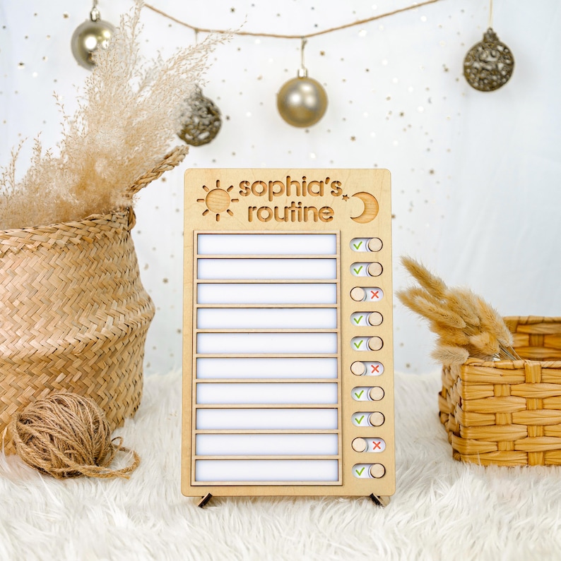 Customized Wooden Toddler Routine Chart, Visual Schedule for Kids ...