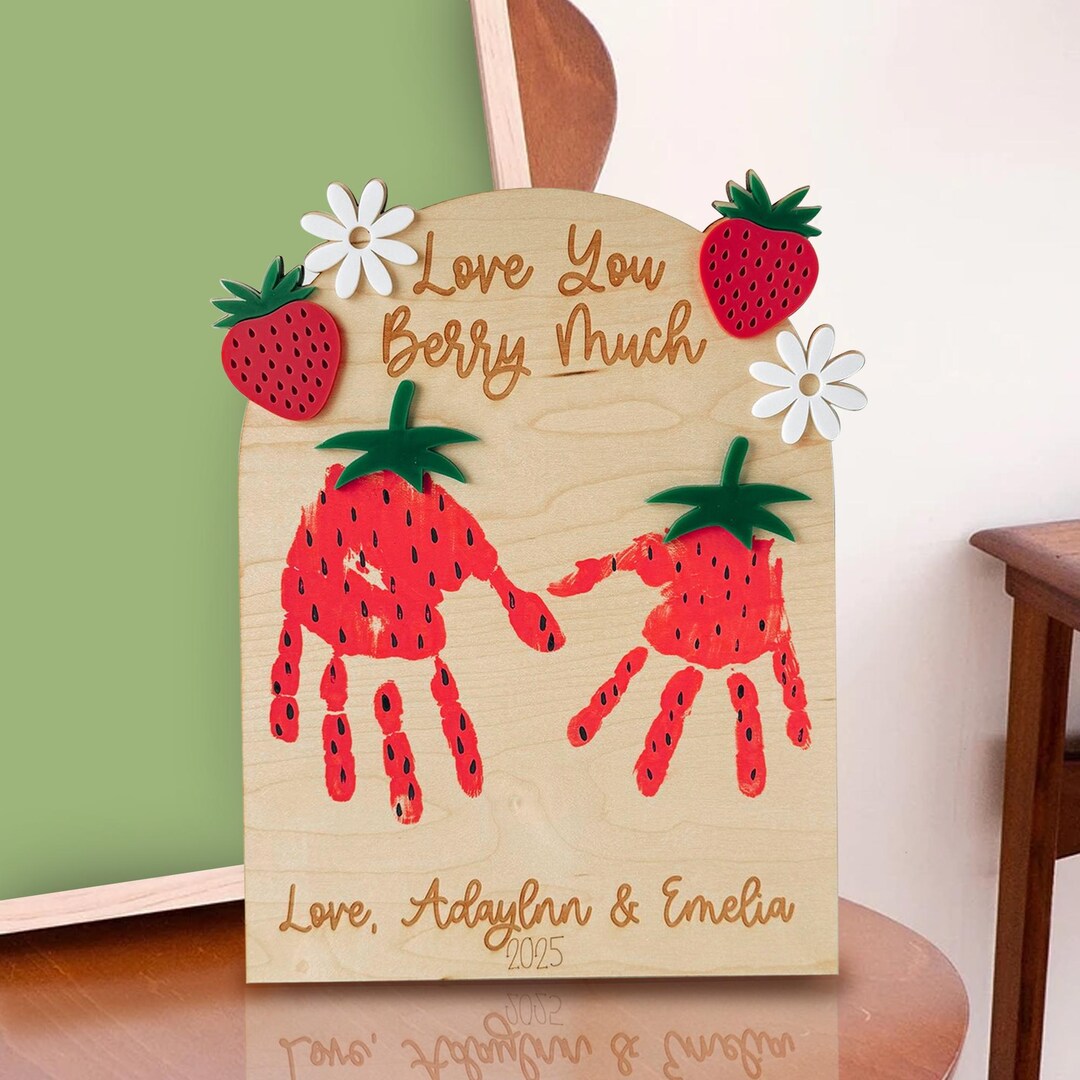 Love You Berry Much Hand Print Sign, DIY Handprint Sign, Gift for ...
