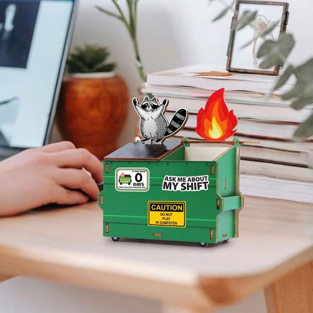 Dumpster Fire Desk Organizer, Custom Pencil Holder, DIY Wood Pencil ...