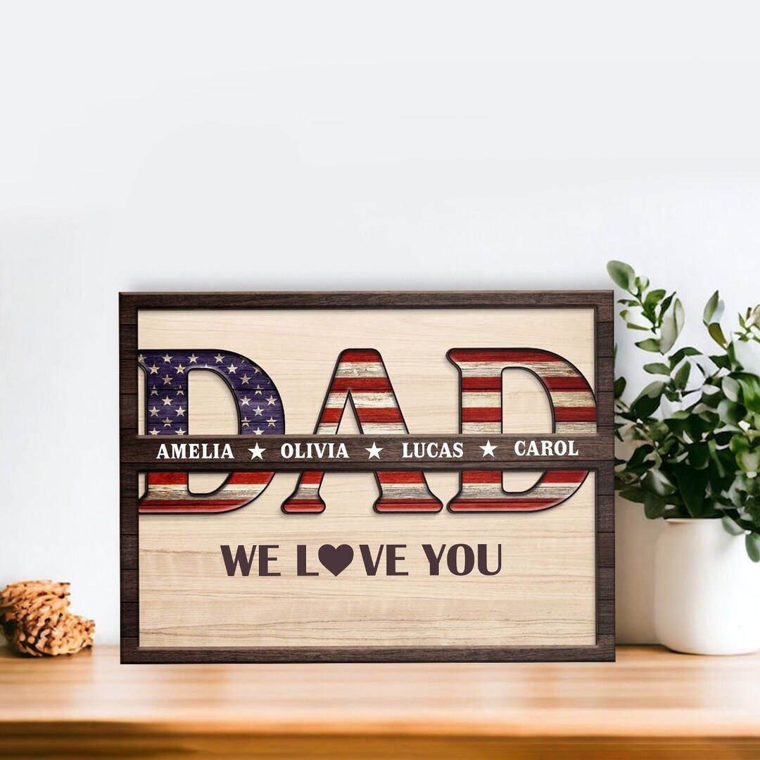 Personalized Dad Sign With Kids Names, Custom Dad Wood Sign, Father's ...