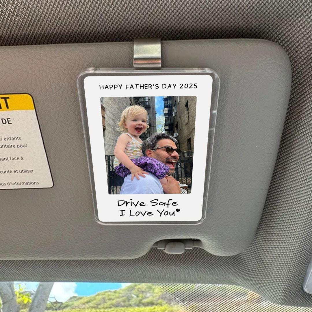 Personalized Dad Car Visor Clip PHOTO INCLUDED, Father's Day Gift for ...