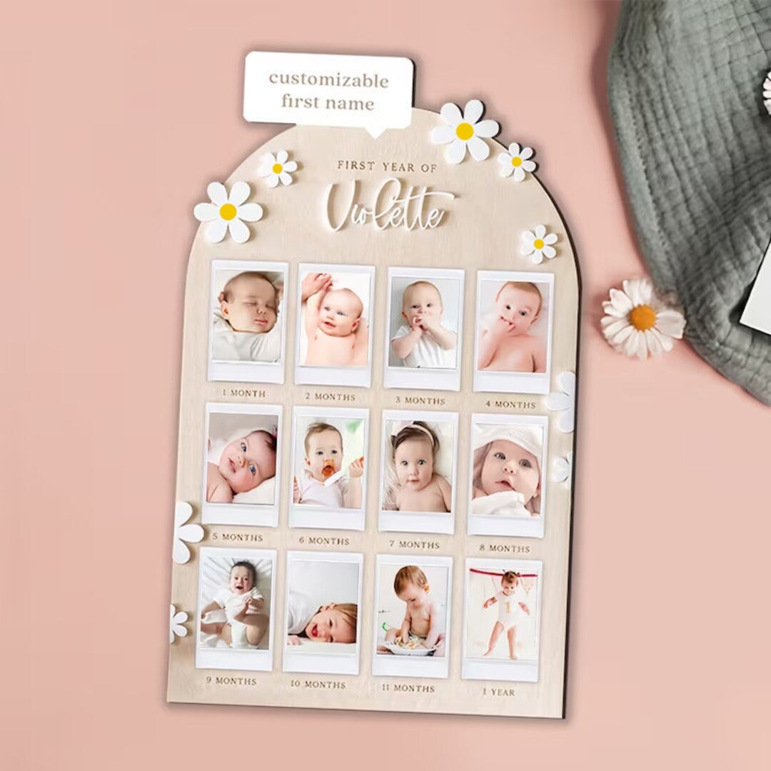 My First Year Photo Sign, Babies 1st Birthday Sign, One Year of Photo ...