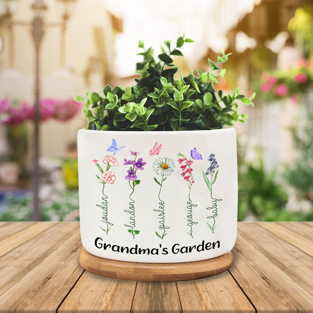 Personalized Birth Month Flower Plant Pot, Mother's Day Gift, Birth ...