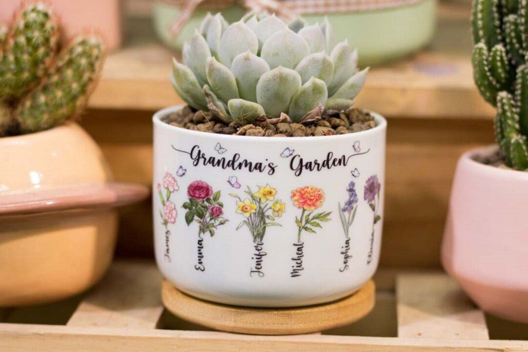 Personalized Birth Month Flower Plant Pot, Custom Flower Pot, Mother's ...