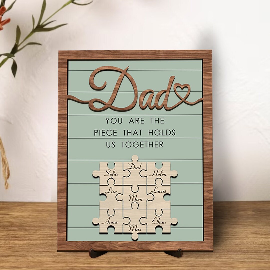 Dad Puzzle Wooden Sign, Custom Gift for Dad, Father's Day Idea Gift ...