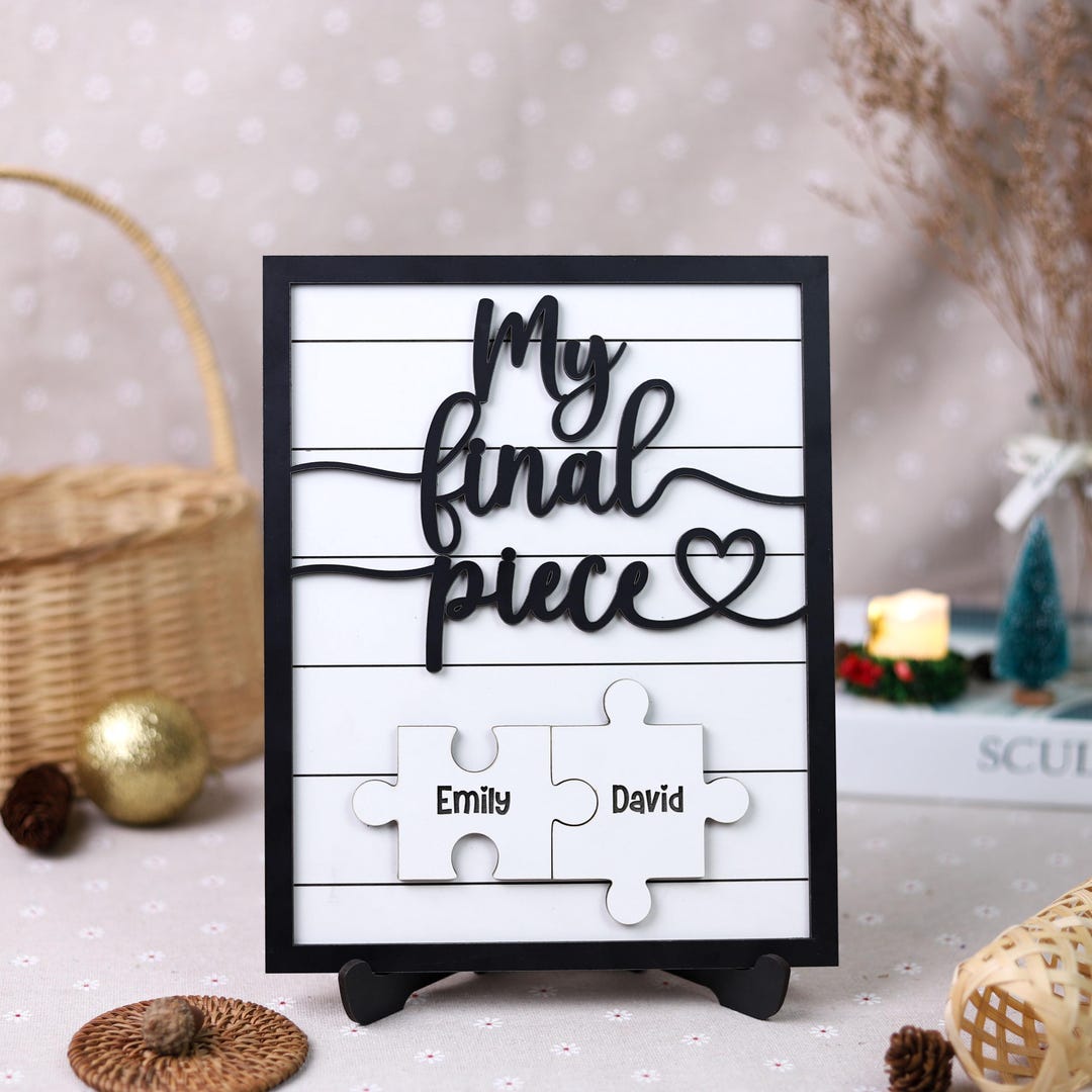 Personalized Couple Puzzle Piece Wooden Sign, Missing Piece Gift ...